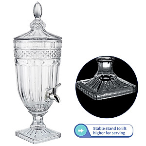 MOLIGOU Glass Iced Beverage Dispenser, 0.8 Gallon Drink Dispenser with Glass Lid and Stainless Steel Spigot, Wide Mouth Beverage Server for Party, Bar