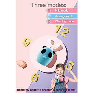 Newbee Children Electric Toothbrush for Kids Smart 360 Degrees U Silicon USB Automatic Ultrasonic Teeth Tooth Brush Cartoon Pattern 2-7 Years