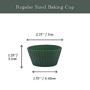 TeaRoo Silicone Baking Cups, Reusable Cupcake Muffin Liners Non-Stick Cup Cake Molds Tip Cup, Pack of 12 Standard Size Cupcake Holder