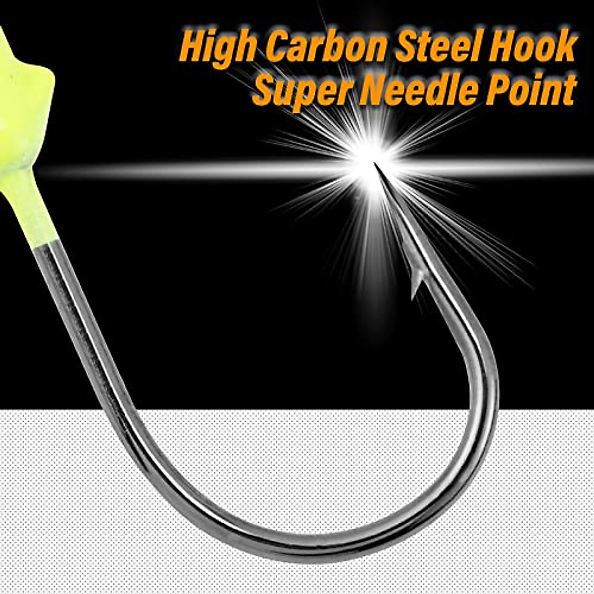 Alwonder 10 Pack Round Fishing Jig, Bass Ball Jigs 3D Eyes High Carbon Steel Jig Hooks Bass Lures Jig Heads Freshwater Saltwater Surf Fishing Jigs for Walleye Striper Pompano, Green-1/8oz