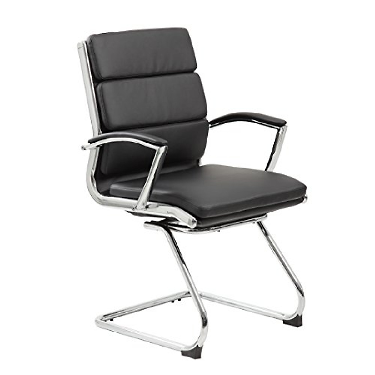 Boss Office Products Executive Mid Back CaressoftPlus Chair with Metal Chrome Finish in Black