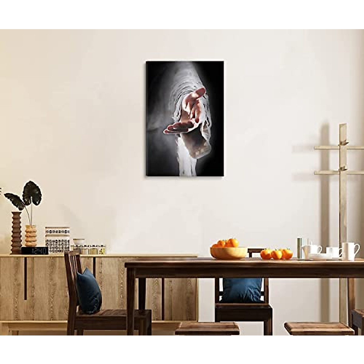 Jesus Religion With Framed Canvas Wall Art Give Me Your Hand God Christian Wall Art Jesus Poster Pictures Wall Art Christian Wall Decor Prayer Room Bedroom Living Room Ready to Hang 12 "x16"