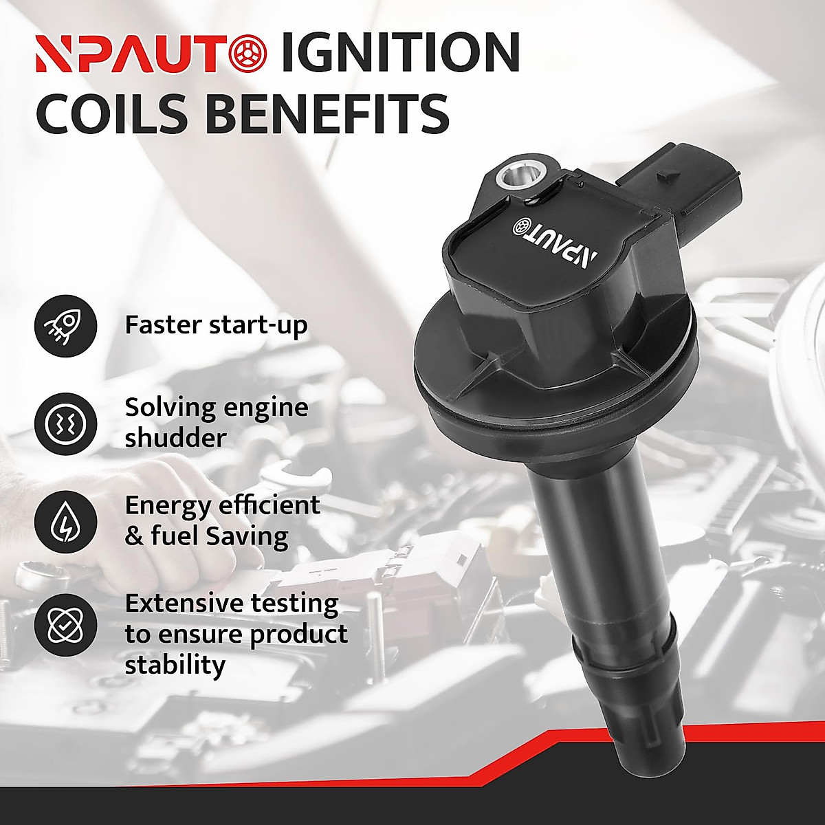 Ignition Coil Pack Replacement for 3.5 3.7 V6 Ford Edge Explorer F150 Flex MKS MKT MKZ, Mazda 6 CX-9 2007 2008 2009 2010 2011 2012 2013 2014 2015 2016 3.7L 3.5L, UF553 DG520, Pack of 6