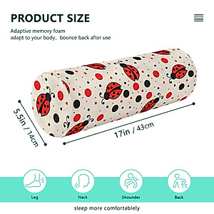 Vnurnrn Ladybirds Dots Neck Support Pillow Round Neck Roll Bolster Cylinder Pillow Cervical Pillows Knee Pillow for Leg Knee Back Head Support for Study Work Men Women