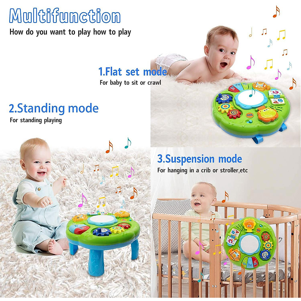 Baby Toys, Musical Learning Table Activity Center for Babies Infant Toddler Year 1 3 6 12 18 Months
