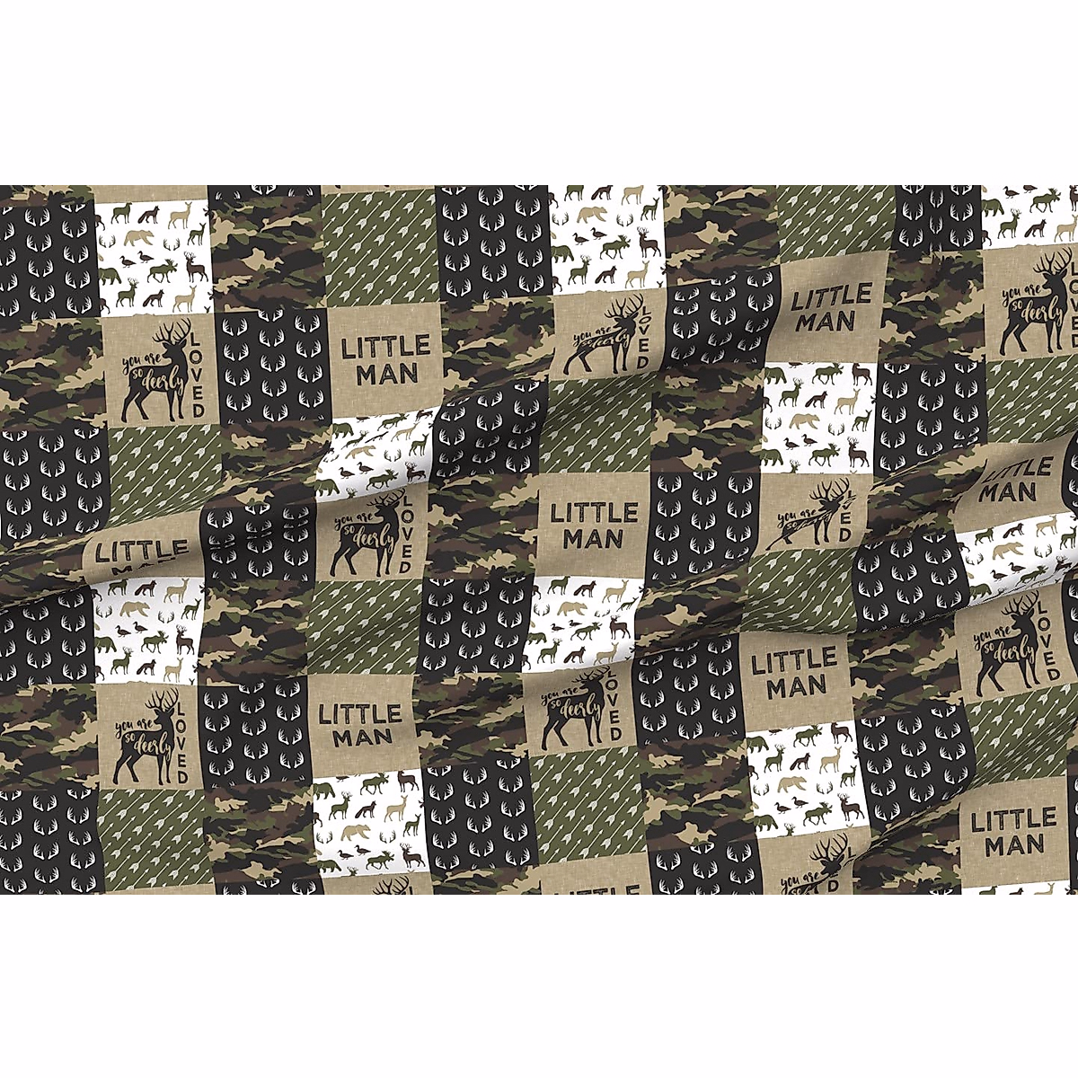 Spoonflower Fabric - Little Man Woodland Wholecloth Camouflage Camo Hunting Deer Boy Printed on Denim Fabric by The Yard - Bottomweight Apparel Home Decor Upholstery