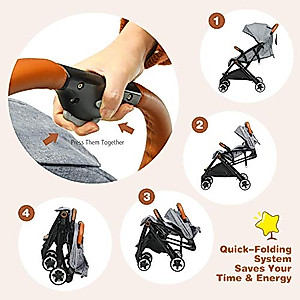 BABY JOY Lightweight Baby Stroller, Compact Toddler Travel Stroller for Airplane, Infant Stroller w/ 5-Point Harness, Adjustable Backrest/Footrest/Canopy, Storage Basket, Easy One-Hand Fold, Gray