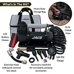 JACO 4X4 TrailPro Heavy Duty Portable Air Compressor - 3.5 CFM (12V/33A) | On x Off Road Tire Inflator Kit