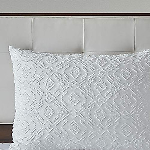 INK+IVY Comforter, Cotton Clipped Jacquard Season Down Alternative Cozy Bedding with Matching Shams, Full/Queen(88"x92"), Mill Valley, Gray Reversible to White Aztec Print 3 Piece
