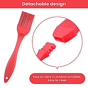 Silicone Pastry Brush, 3 Pcs Silicone Brushes, Basting Brush for Cooking, Pastry Brush for Baking, BBQ, Grilling, Heat Resistant, Dishwasher Safe (Red)