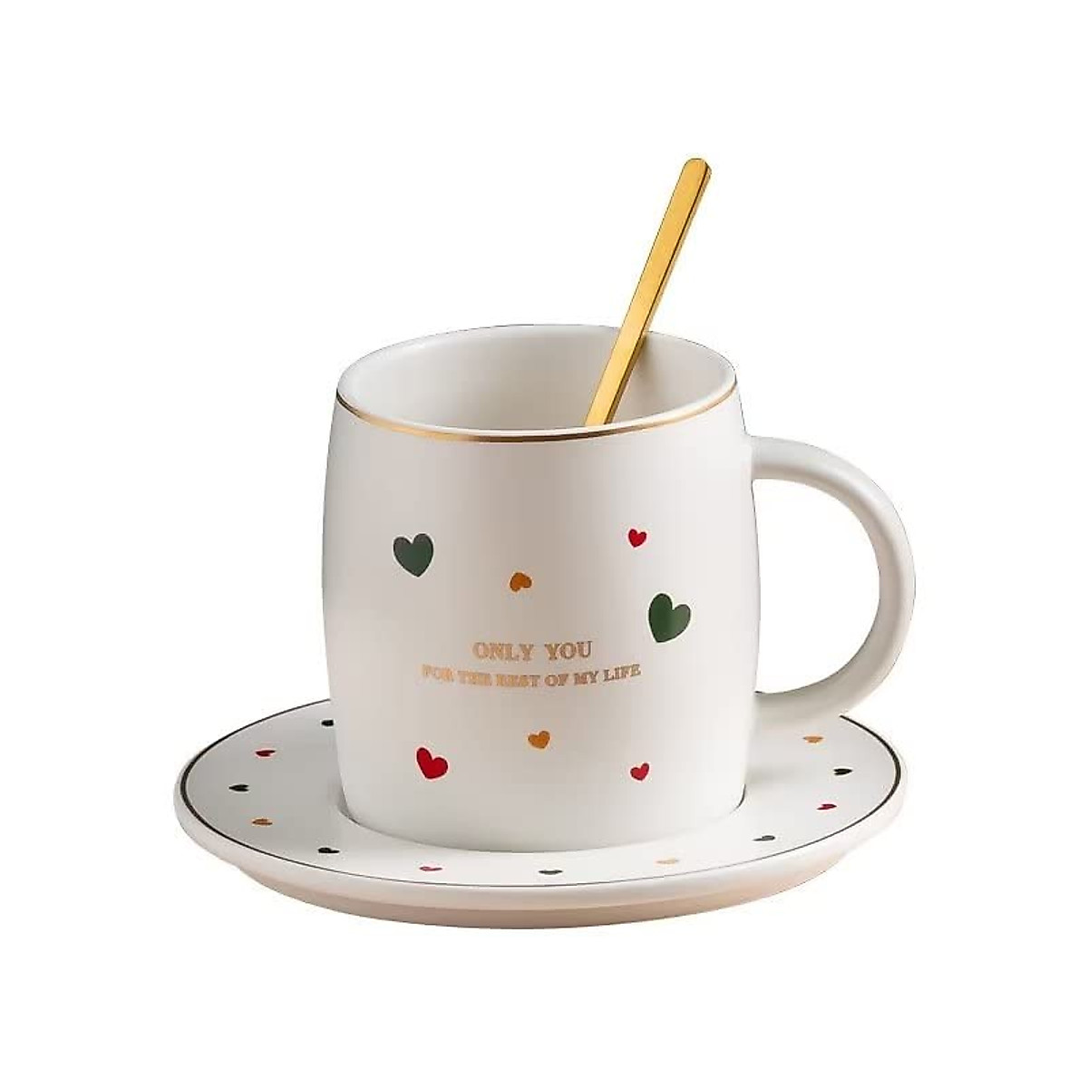 Namyuk 14 Oz Fine China Tea Cup Coffee Cup with Spoon and Saucer Set, Espresso Cups Coffee Mugs Tableware