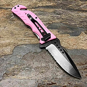 Master USA Pink Ballistic Skull Medallion Hunting Tactical Rescue Pocket Knife BL + Free eBook by OnlyUS