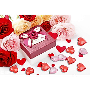 Fangoo 110 Pieces Pink Acrylic Heart Pink Heart Gems Valentine's Day Heart Ornaments for Valentine's Day Decorations Vase Filler Table Scatter Anniversary Wedding Home Decorations(Pink, 8OZ)