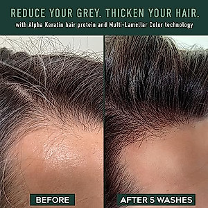 Just for Men Control GX + THK Grey Reducing and Thickening 2-in-1 Shampoo & Conditioner with Alpha Keratin, Thickens Hair Up to 20%, Works with Every Hair Texture, 4 oz (Pack of 1)