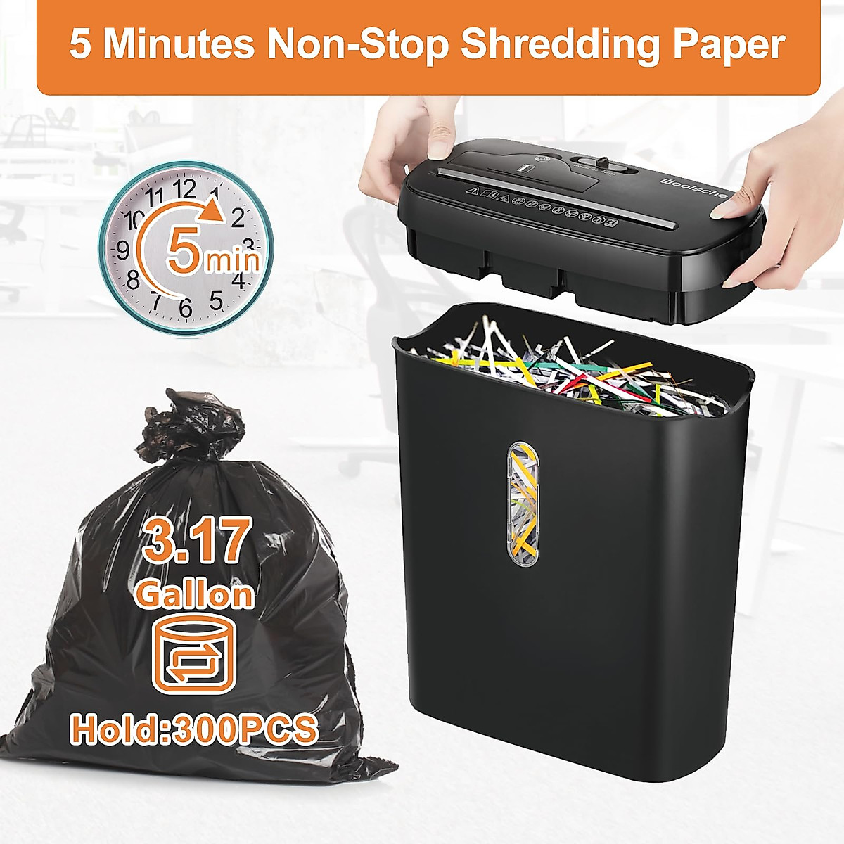 Paper Shredder, 10-Sheet Strip Cut with 3.17-Gallon Basket, P-2 Security Level, 3-Mode Design Shred CD and Credit Card, Durable&Fast with Jam Proof System, Paper Shredder for Home Office (ETL)