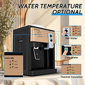 SNKOURIN Water Cooler Dispenser 5 Gallon,Electric Hot & Cold Water Cooler Dispenser,3 Temperature Settings,Top Loading Water Cooler Dispenser for Home Office Coffee Tea Bar Dormitory,Champagne Gold