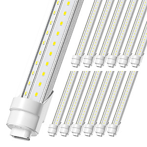 ELEKICO 8FT LED Bulb, 8FT Led Shop Light R17D V Shaped, 8 Foot LED Bulbs 6000K 75W 9500LM, 8 Foot Shop Light, T8/T10/T12 Led Tube Light Replacement, Dual-End Powered Ballast Bypass, Pack of 12