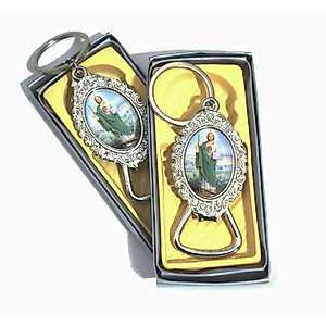 San Judes Bottle Opener Keychain Baptism Recuerdos de Bautizo First Communion Christening Favors -12PCS