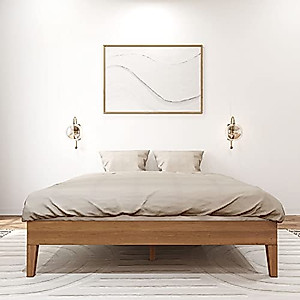 Plank+Beam Solid Wood Platform Bed Frame, Strong Wood Slat Support, No Box Spring Needed, Easy Assembly, Matte Pecan, Queen