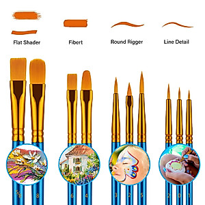 Paint Brushes Set, 30 Pcs Paint Brushes for Acrylic Painting, Oil Watercolor Acrylic Paint Brush, Artist Paintbrushes for Body Face Rock Canvas, Kids Adult Drawing Arts Crafts Supplies, Blue
