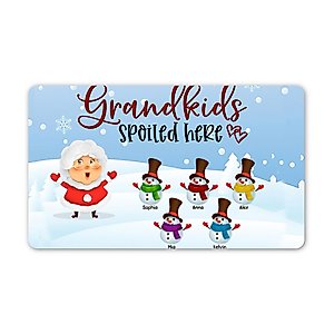 Gifts for Grandma, Grandkids Spoiled Here Cute, Personalized Front Doormat, Gifts for Grandma Nana from Grandkids Grandchild, Outdoor Indoor Welcome Mat, Gifts for Christmas