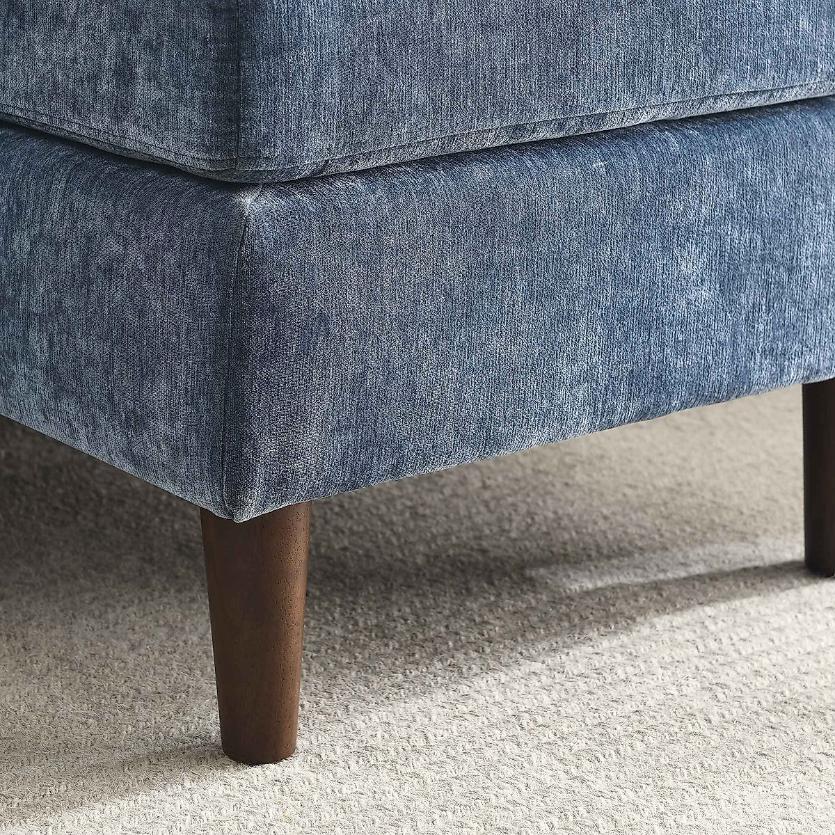 ATY Convertible Sectional Sofa with Removable Ottoman and Cushions, 3 Seats L-Shape Chenille Couch w/Pocket & Rubber Wood Legs, Perfect for Livingroom, Aapartment, Small Space, 80", Navy