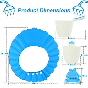 Baby Shower Cap Baby Bath Rinse Cup Cute Frog Shower Cup Baby Water Shower in Baby Bath Tub (Blue)