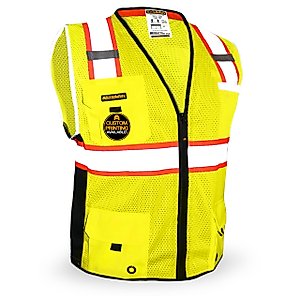 KwikSafety - Charlotte, NC - BIG KAHUNA Safety Vest [11 Pockets] Class 2 ANSI OSHA Reflective High Visibility Heavy Duty Surveyor Construction Lightweight Industrial Work Gear/Yellow Medium
