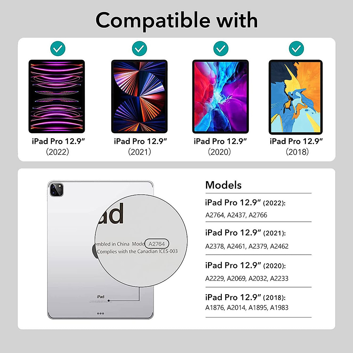 Hi Space for iPad Pro 12.9 Case 2022 2021 2020 2018 6th 5th 4th 3rd Gen with Pencil Holder, Frosted Colorful Leaf Trifold Stand Protective Shockproof Cover Auto Sleep Wake