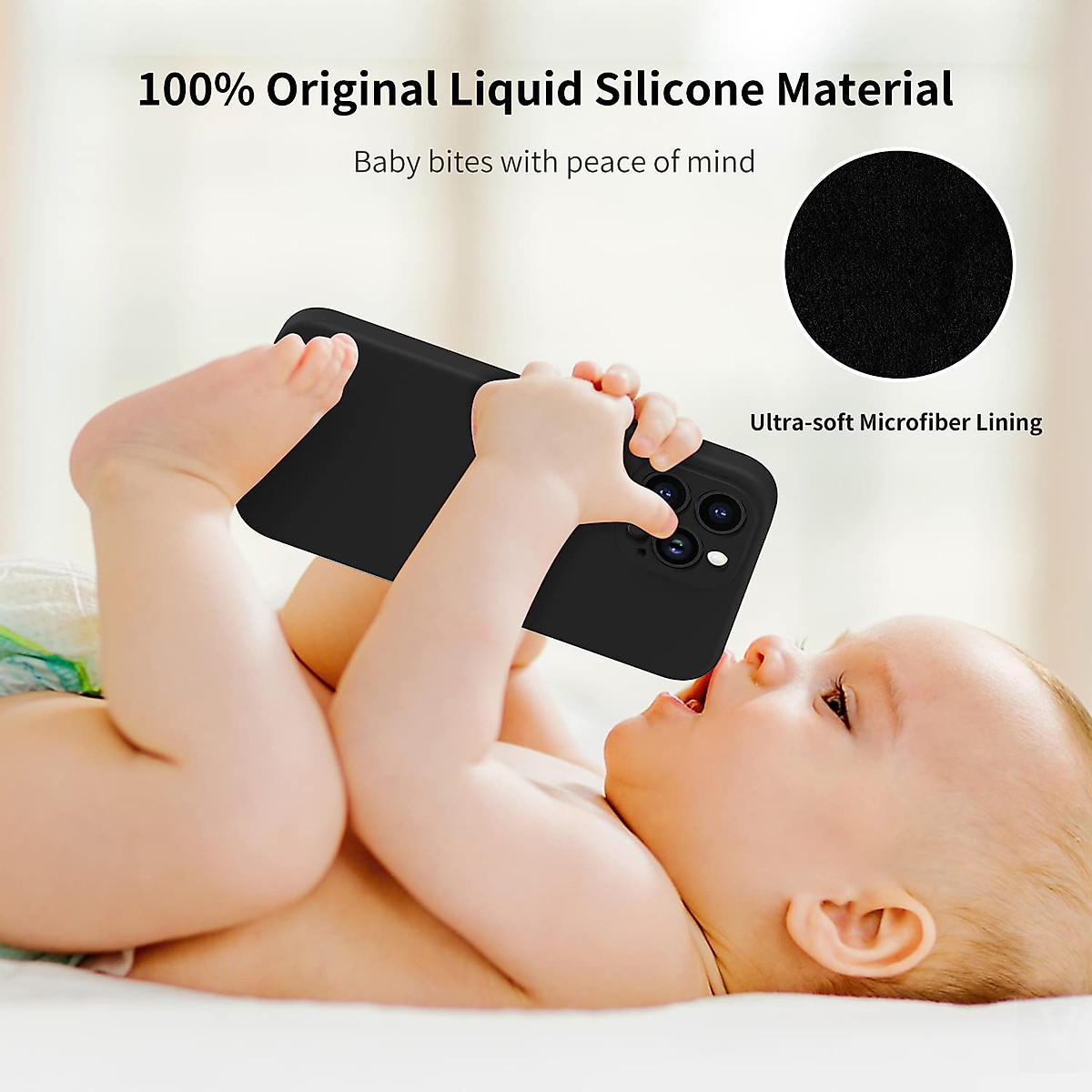 DorisMax for iPhone 14 Pro Max Case with Screen Protector - Upgraded Camera Lens Protector - Soft Full Coverage Liquid Silicone Cover - Scratch-Proof Protective Phone Case 6.7" - Black