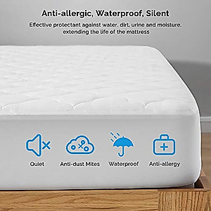 Beclecor Full XL Mattress Pad Cover,Quilted Waterproof Mattress Protector Breathable Noiseless Super Absorption Without Leakage 18" Deep Pocket 54"×80"