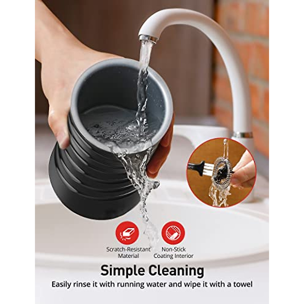 Milk Frother, Delvit Electric Milk Steamer 4 in 1 Foam Maker for Hot and Cold Milk Froth, Frother for Coffee, Latte, Cappuccino, Milk Warmer Heater, Non-Stick Interior