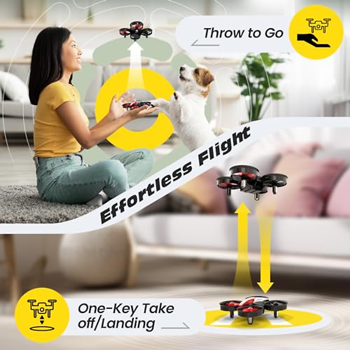 Holy Stone Mini Drone for Kids and Beginners RC Nano Quadcopter Indoor Small Helicopter Plane with Auto Hovering, 3D Flips, Headless Mode and 3 Batteries, Great Gift Toy for Boys and Girls, Red