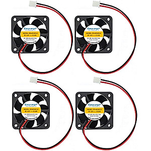 Easycargo 4pcs 3D printer 40mm Fan 12V DC, 4010 Cooling Fan Sleeve Bearing Brushless 2 pin, 40mm Cooler Fan + Grill Mounting Kit 40mm x 40mm x10mm