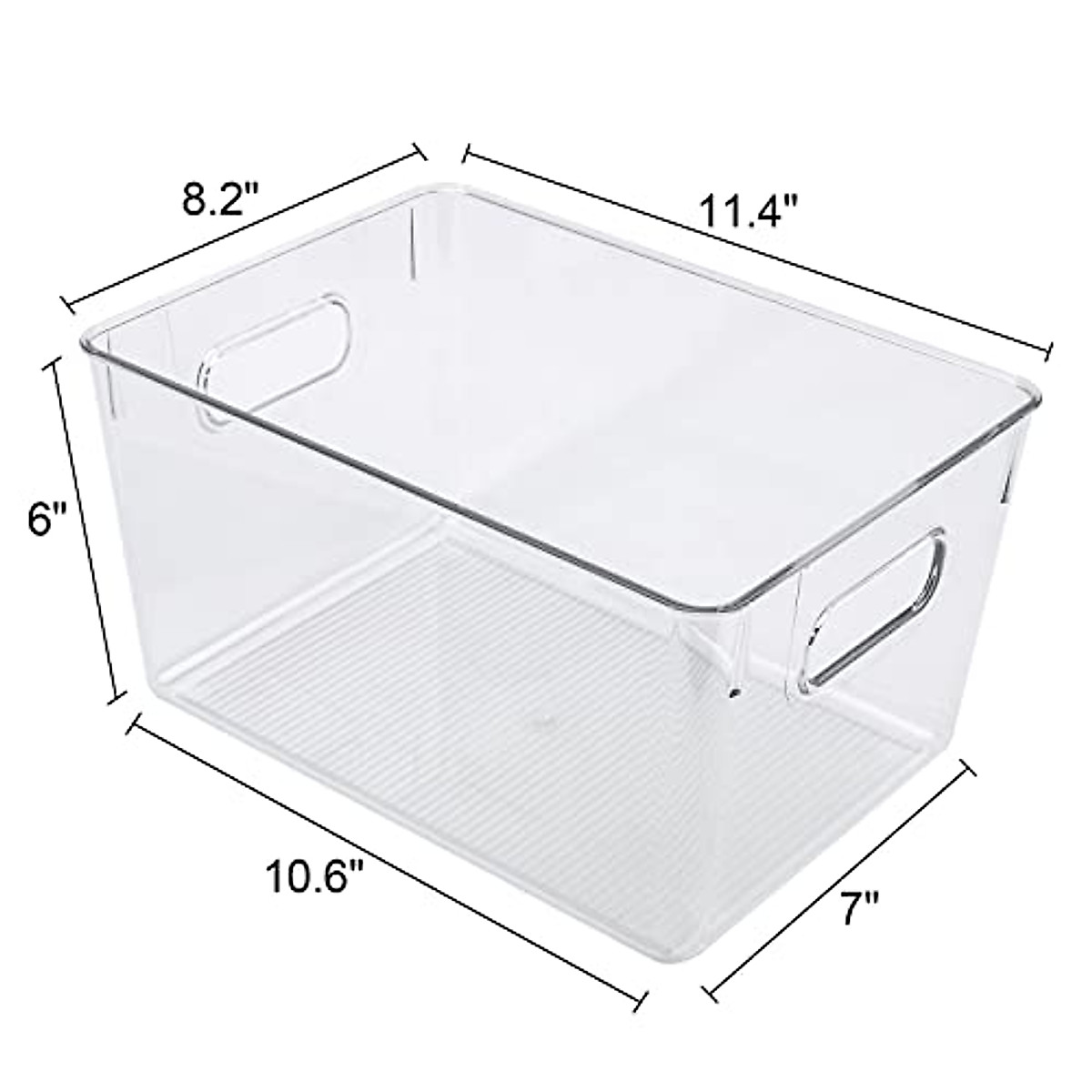 Clear Plastic Storage Bins Pantry Organizer Bins for Kitchen Refrigerator Fridge Cabinet Freezer Bathrooms Acrylic Organizers Storage Bins, Clear Bins with Cutout Handles(4 Pack)