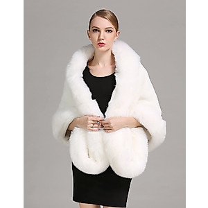 BEAUTELICATE Women's Faux Fur Shawl Wrap Stoles for Bridal Wedding Dresses