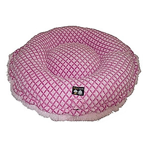 Bessie and Barnie Pink It Fence/Bubble Gum Luxury Shag Ultra Plush Faux Fur Bagelette Pet/Dog Bed (Multiple Sizes)