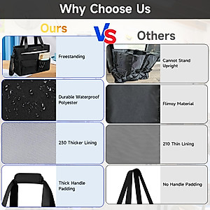 Jaffzora Teacher Tote Bag with Laptop Compartment,Extra Large Utility Work Tote Bag with 15 Pockets for Women,Nurse Bag, Black