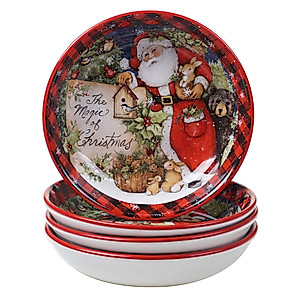 Certified International Magic of Christmas Santa 36 oz. Soup/Cereal Bowls, Set of 4, Multicolored