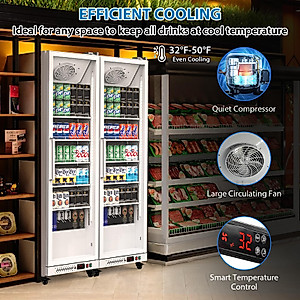 Towallmark Commercial Display Refrigerator, 12.4 Cu.Ft. Beverage Refrigerator Display Fridge, Upright Glass Door Merchandiser Fridge Beverage Cooler with LED Light, Adjustable Shelves