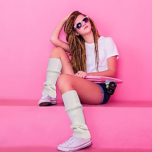 Ewandastore Women's Candy Color 80S Winter Leg Warmers Knitted Wool Crochet Long Boot Socks, White