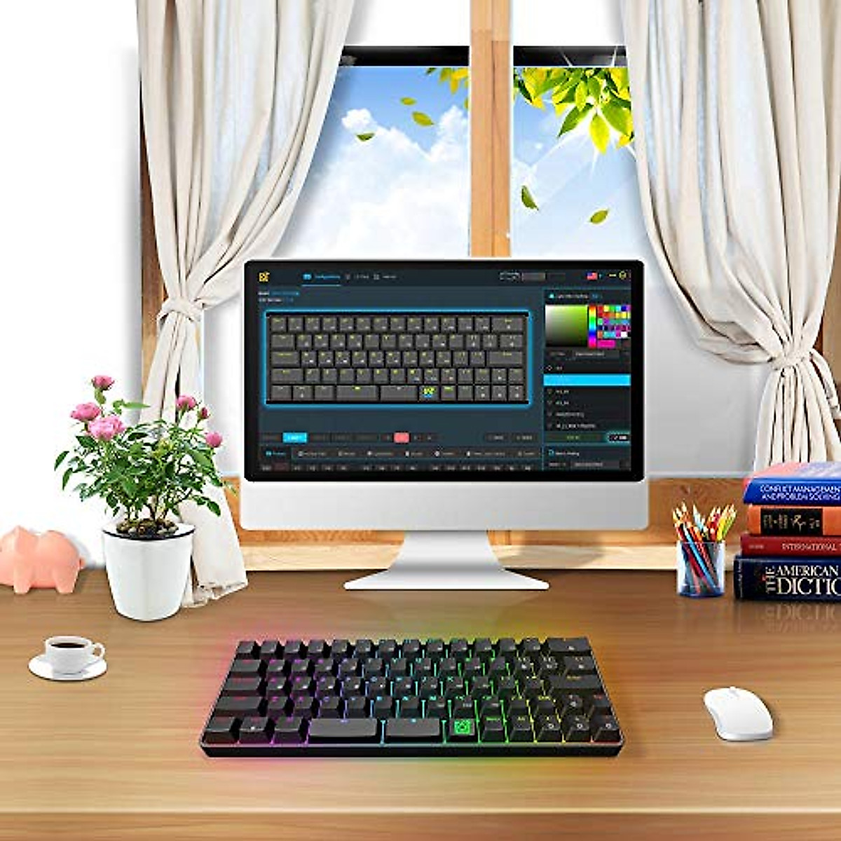 MDYYD Mechanical Gaming Keyboard Switch RGB Mechanical Gaming Keyboard USB-C Wired Split-Spacebar Hot-swappable Wired Computer Keyboard (Color : Black, Size : Red Switch)