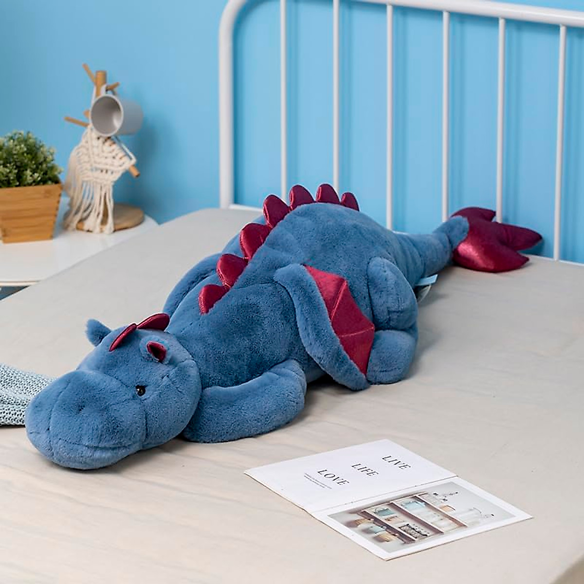 IFX24 Dragon Stuffed Animal, Blue Green Pink White Dragon Plush for Kids, Small Medium and Large Size Plush Dragon Available