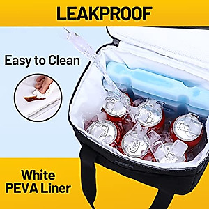 MIER Lunch Bag Insulated 12 Can Simple Lunch Tote Leakproof Reusable Small Cooler Bags for Women Men Adults Lunch Box for Work Picnic Office, Black