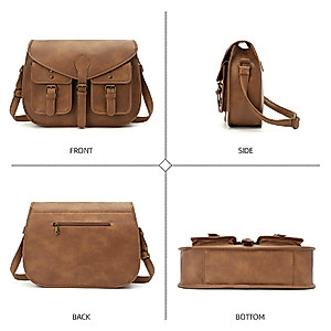 KouLi Buir Crossbody Bags for Women PU Leather Purse Womens Purses and Handbags Over The Shoulder Satchel Bag (Brown)