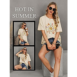 Focus On The Good Oversized Graphic T-Shirts Women Daisy Cute Flower Trendy Girls Preppy Shirt