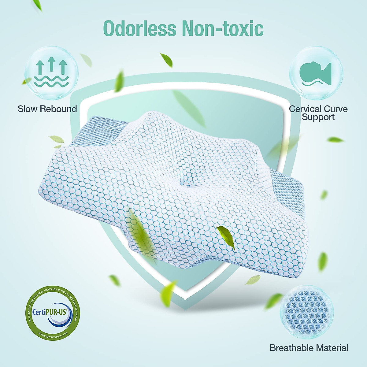 Nismile Cervical Memory Foam Pillow, Adjustable Contour Pillow for Neck and Shoulder Pain Relief, Ergonomic Orthopedic Pillow Neck Support Pillow for Side, Back, Stomach Sleepers