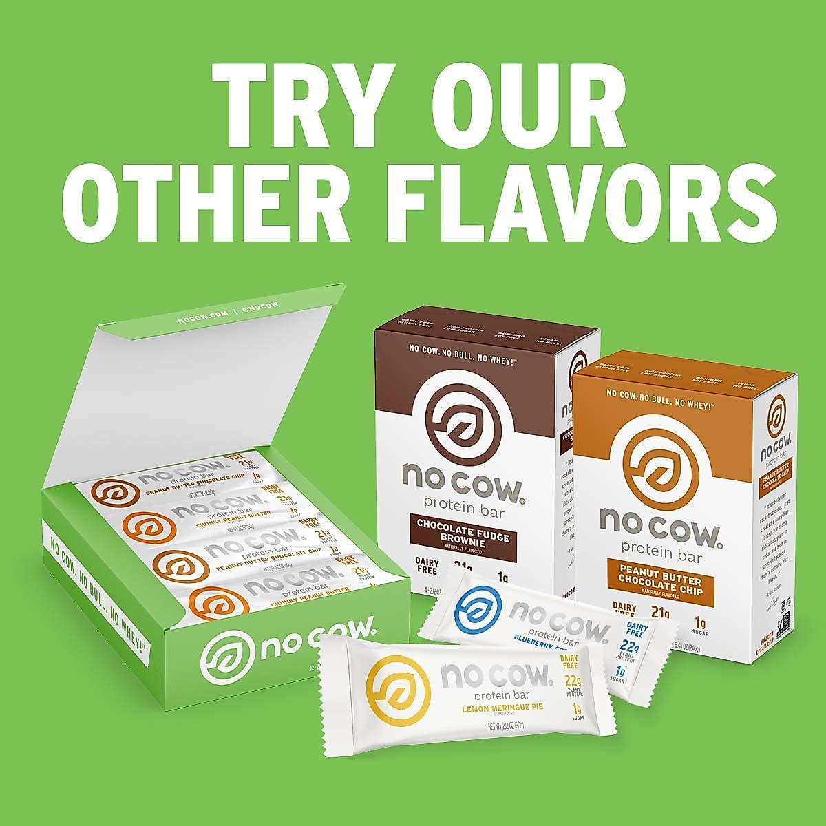 No Cow High Protein Bars, Top Flavors Pack, 20g Plus Plant Based Vegan, Keto Friendly, Low Sugar, Low Carb, Low Calorie, Gluten Free, Dairy Free, Non GMO, Kosher, 12 Pack