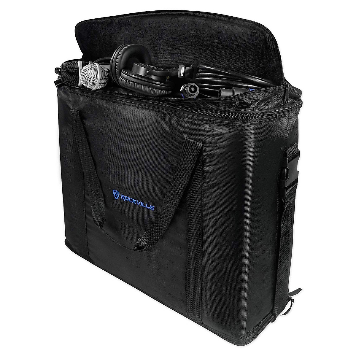 Rockville 3U Rack Bag Double-Sided Case with 16" Depth + Shoulder Strap (RRB35) Black