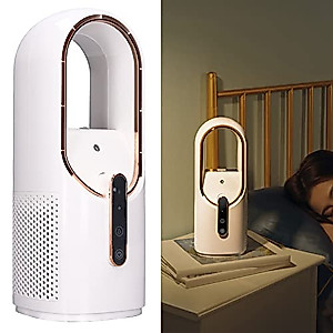 Luqeeg Bladeless Fan, USB Charging Touch Control Fan, Portable Desk Fan with 3 Speed Options & Humidifying Spray Ultra Silence Bladeless Humidifying Fan for Rooms Home Office Desktop Bedroom